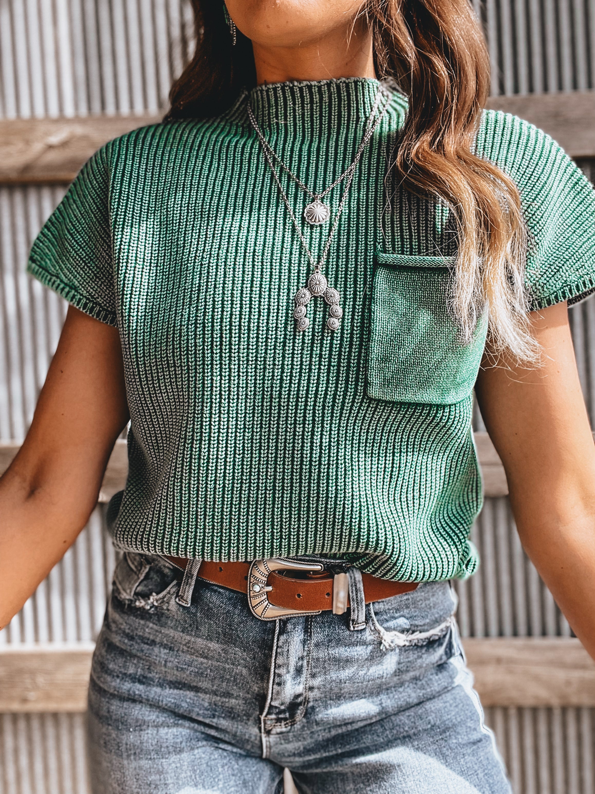 Codie Sweater Top (Green) – The Punchy Flare